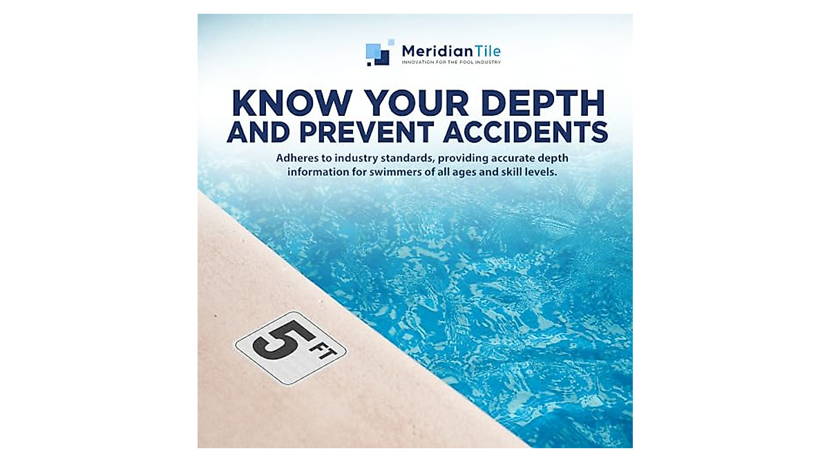 Aquatic Custom Tile, 5FT Pool Depth Markers, 6x6 Inches Vinyl Pool ...