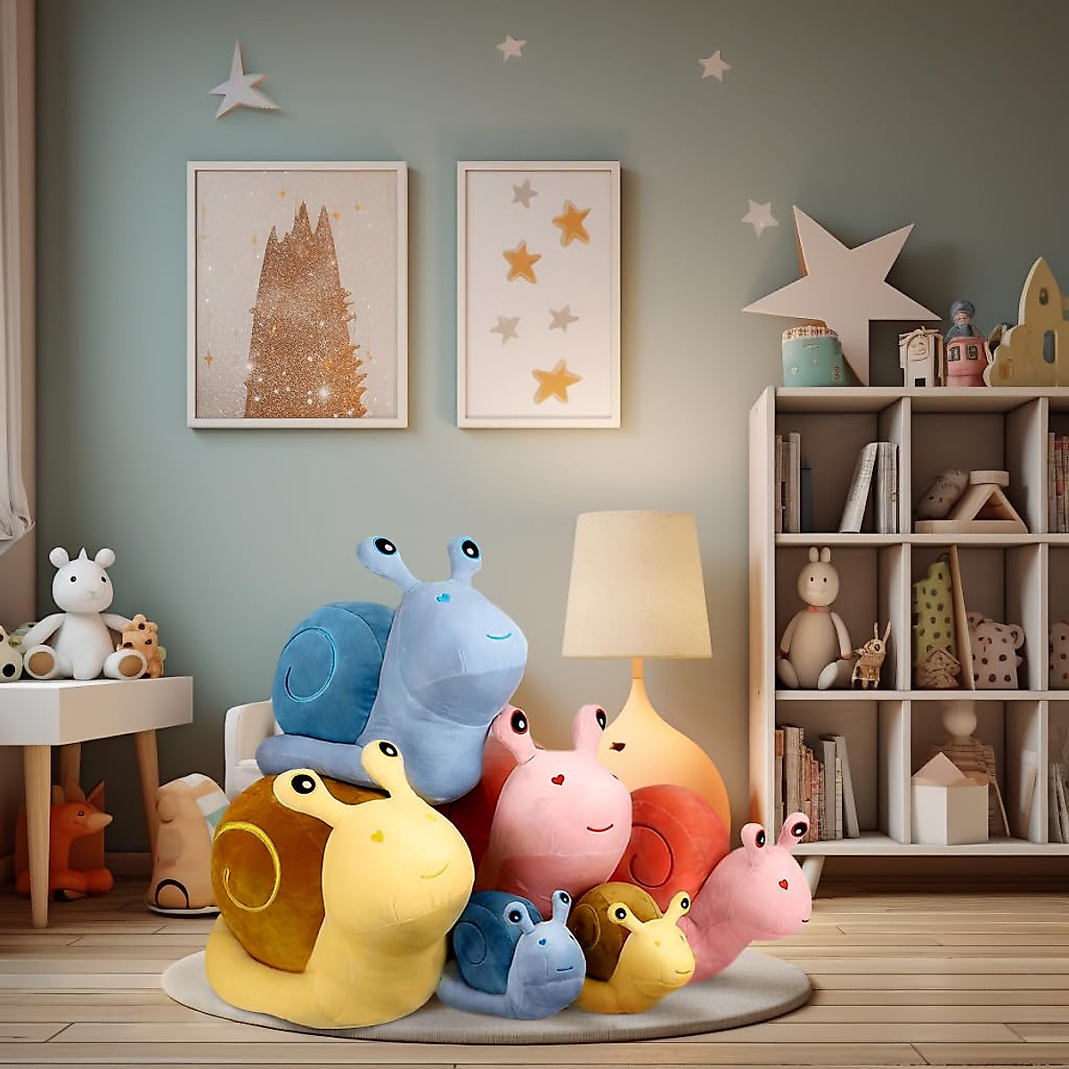 MUPI Snail Plush Pillow Toy Cute Stuffed Animal Snail Plush Kawaii Soft Decor Plushies Doll Gifts for Adults Kids Boys Girls Room Decor (Blue 7.8 Inch)