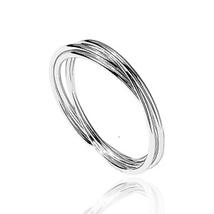 PAVOI Four Way Spinning Anxiety Ring (interlocked, White Gold, 6)