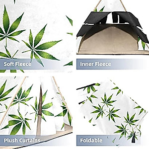 RATGDN Small Pet Hideout Cannabis Leaf Pattern Hamster House Guinea Pig Playhouse for Dwarf Rabbits Hedgehogs Chinchillas