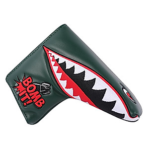 SHABIER New War Shark Flying Tiger Warshark Golf Putter Headcover Golf Blade Putter Cover (Dark Green)