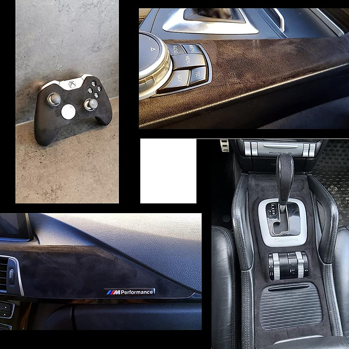 Y.A. LOTUS Microfiber Fabric Self-Adhesive Suede Look, Premium Synthetic Leather - Stretch Film Fabric Perfect for car Interior Decorate -14.5in x 55in, Black