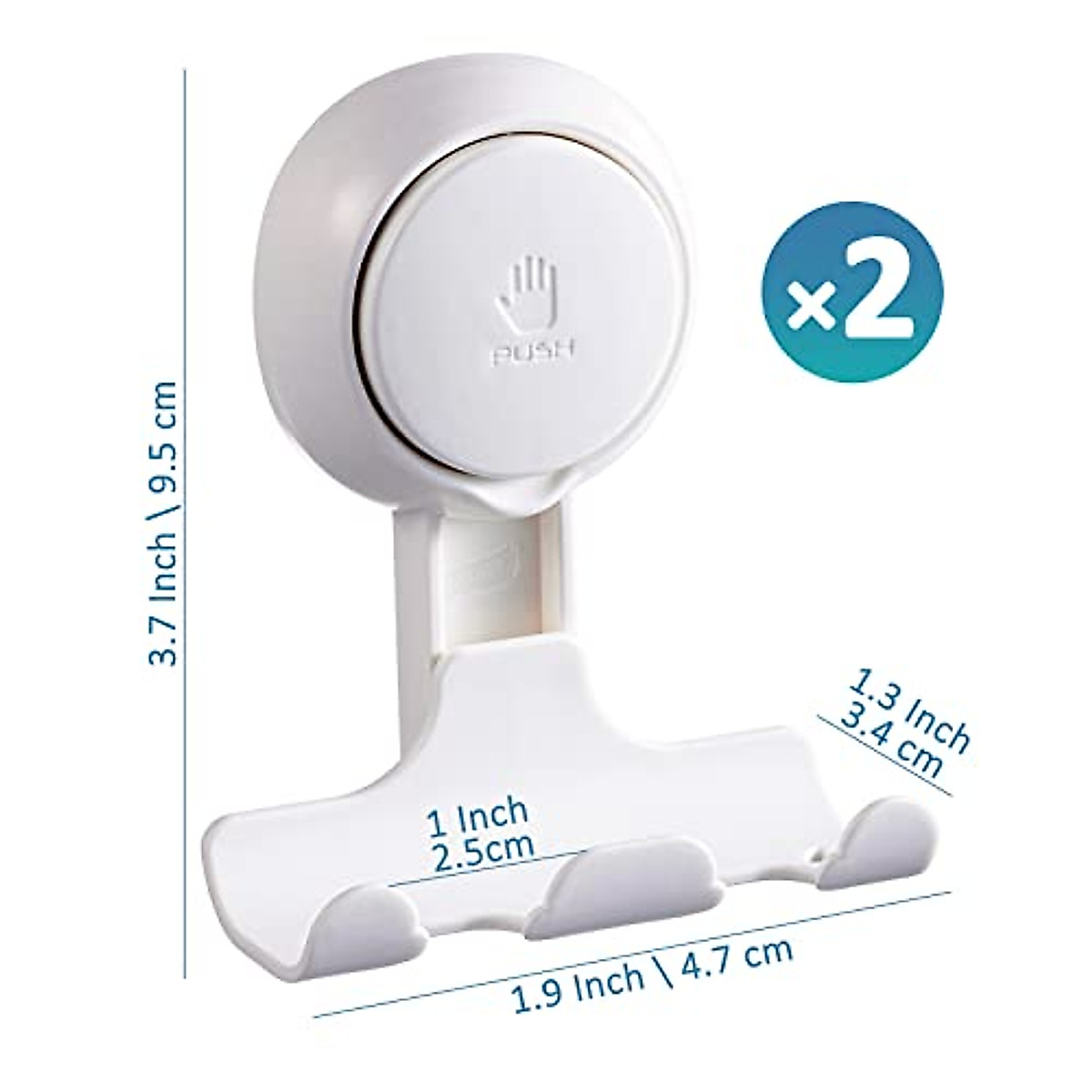 TAILI Shower Razor Holder Suction Cup 2 Pack, Vacuum Suction Razor Hanger for Shower Wall, Suction Door Hooks for Towel Loofah Sponge, Shower Razor Hooks for Bathroom Removable Waterproof, White