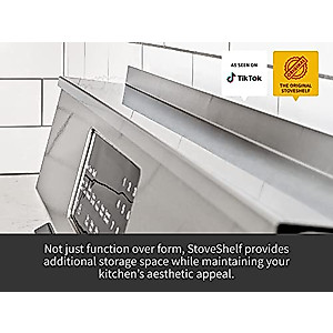 StoveShelf 30" Length White Magnetic Shelf for Kitchen Stove - Kitchen Storage Solution with Zero Installation - Over Stove Spice Rack Organizer