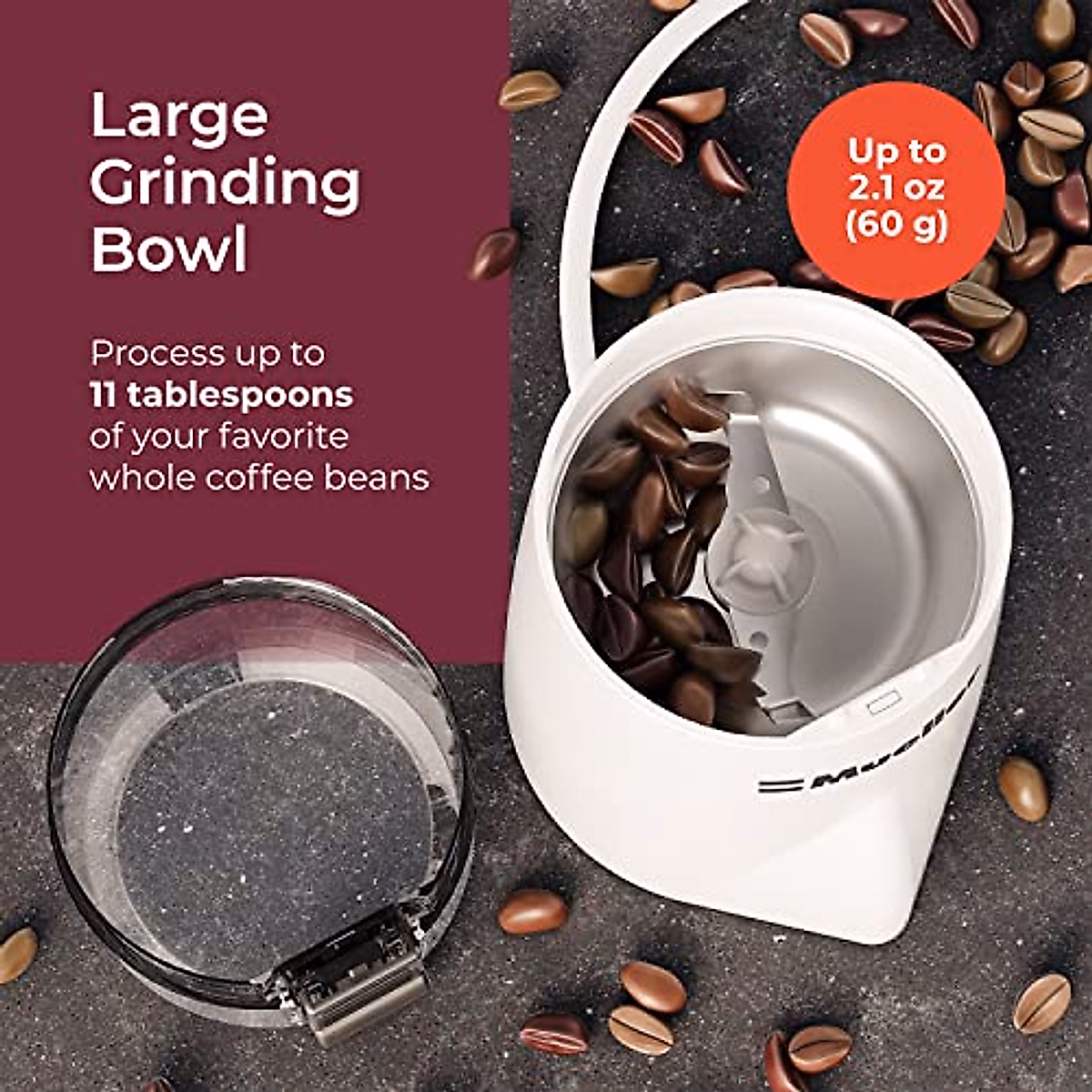 Mueller Austria HyperGrind Precision Electric Spice/Coffee Grinder Mill with Large Grinding Capacity and HD Motor also for Spices, Herbs, Nuts, Grains, White