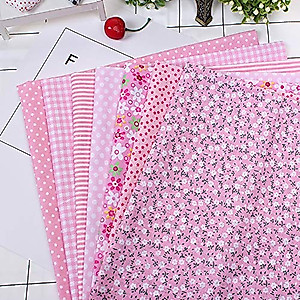 Gaweb 7Pcs 25x25cm Floral Patchwork Cotton Fabric Plain Cloth for DIY Sewing Quilting for Patchwork, Sewing Tissue to Patchwork,Squares Bundles Red