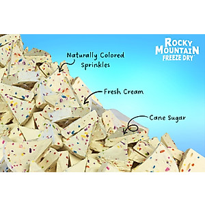 Freeze Dried Ice Cream - Vanilla, Strawberry, Chocolate, Cookies, Cookie Dough, Birthday Cake, Cotton Candy - Rocky Mountain Artisan Crafted Freeze Dried Ice Cream with Simple Organic Ingredients (2.5 OZ, Birthday Cake)