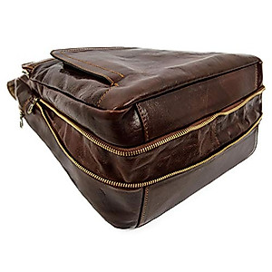 Time Resistance Leather Business Backpack - Handmade Business Daybag for Laptop A4 Portfolio Travel Satchel Rucksack Bag - Dark Brown Unisex