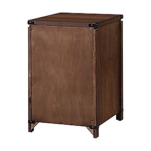 OSP Home Furnishings Baton Rouge 2 Drawer File Cabinet with Rustic Design and Metal Accents, Brushed Walnut