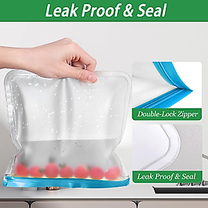 LKSUMPT 24 Pack Reusable Freezer Bags, Food Storage Bags, Reusable Bags BPA Free, Leakproof Extra Thick for Traveling & Household Same as Reusable Ziploc Bags (8 Gallon+8 Snack+8 Sandwich Bags)