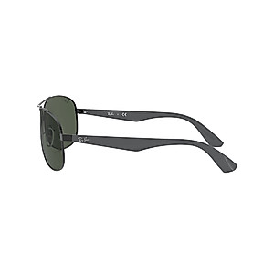 Ray-Ban Men's RB3526 Aviator Sunglasses, Matte Black/Dark Green, 63 mm