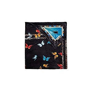 Johnny Was Blanket Jungle Cozy Reversible Leopard Throw Black Butterfly Bag New