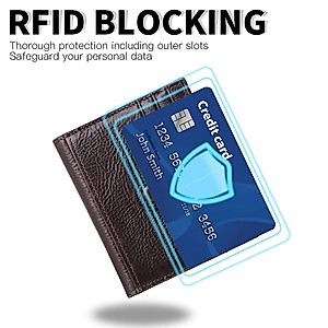 SENDEFN Slim Leather Wallets for Men Card Holder with RFID Blocking Small Bifold Wallet