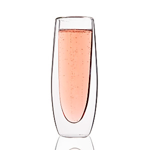 LEMONSODA Stemless Double Wall Champagne Glasses - Set of 4 (5.4 fl. oz / 160 mL) - Mimosa/Prosecco Glasses - Easy to Hold - Perfect for Bridal Shower, Weddings, Events