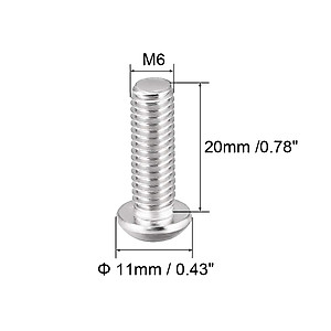 uxcell M6x20mm Machine Screws Hex Socket Round Head Screw 304 Stainless Steel Fasteners Bolts 10pcs