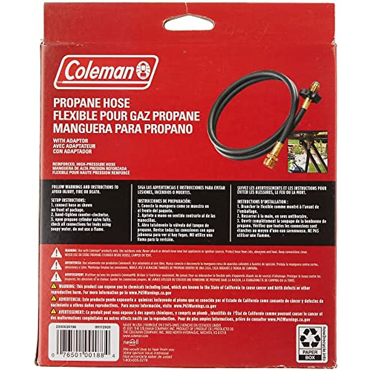 Coleman Gas Grill | Portable Propane Grill | RoadTrip 285 Standup Grill, Red & High-Pressure Propane Hose and Adapter