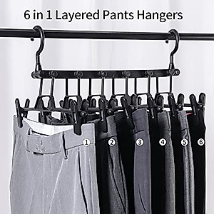 MOONIGHT TIME Plastic Pants Hangers, Skirt Hangers Space Saving, Closet Organizer Storage Hangers for Pants, Skirts, Shorts, Jeans, Black 2 Pack