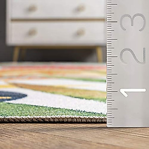 nuLOOM Amelia Machine Washable Tropical Ultra Thin Area Rug, 4' x 6', Green