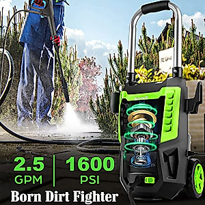 Electric Pressure Washer Power Cleaner - SY3200 Suyncll 2.5 GPM Power Washer 1800W High Pressure Car Cleaner with All-in-one Spray Nozzles, 20 Ft Hose & 35 Ft Wire, CSA Compliant, Green