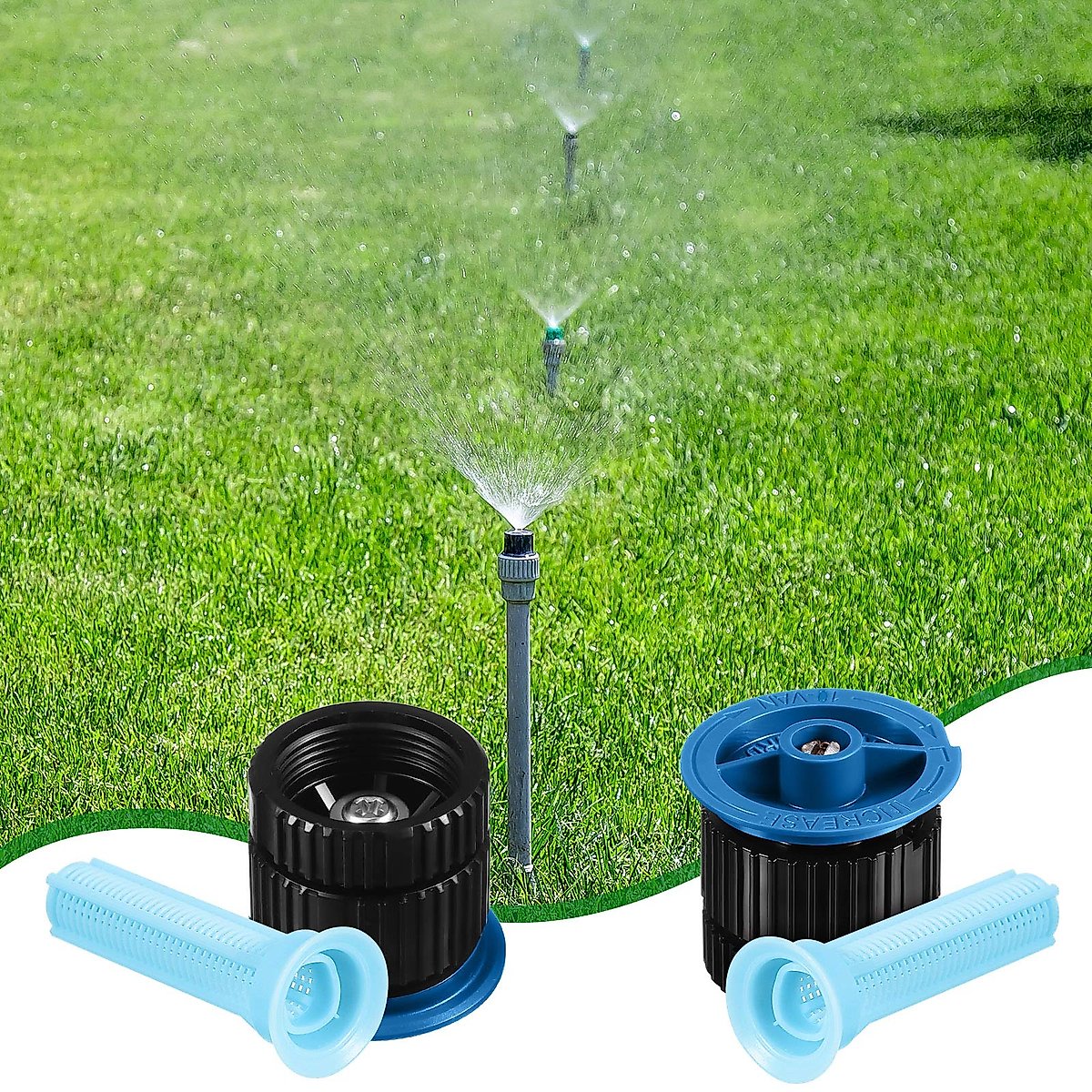 4 Pieces 10 VAN Variable Arc Adjustable Sprinkler Nozzle 360 Degree Rotating Scattering Nozzle Rotating Irrigation Spray Nozzle with Filter for Sprinklers Replacement