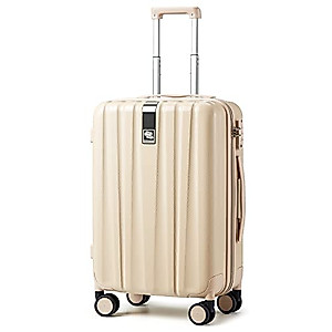 Hanke 20 Inch Carry On Luggage Airline Approved, Lightweight PC Hardside Suitcase with Spinner Wheels & TSA Lock,Rolling luggage bags for Weekender,Carry-On 20-Inch（Cuba Sand）