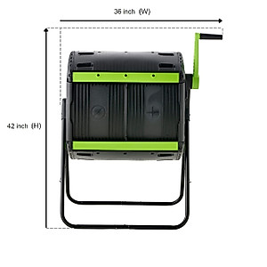 48 Gallon Geared Two Compartment Compost Tumbler Black Plastic