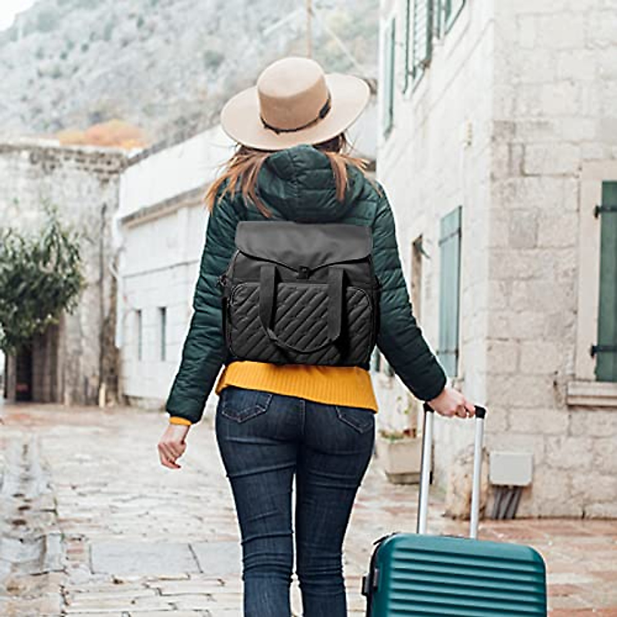 Anfeichen Insulated Lunch Bag Women For Work,Leakproof Lunch Box for Men Large Lunch Tote Bag,Embroidered Cooler Bag with Shoulder Strap (Black)