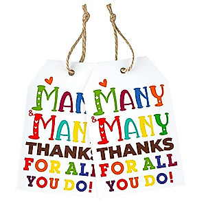 100Pcs Many Many Thanks for All You Do Tags, Thank You Gift Tags with String, Colorful Paper Hanging Tags,Personalized Gift Tags for Gift Wrapping,Baby Shower,Wedding,Thanksgiving,Birthday(3.3"x2.1")