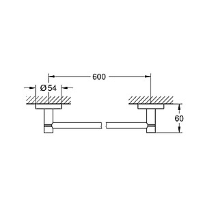 Grohe 40366001 Essentials Metal 26.38-in. Towel-Bar, 25', Starlight Chrome