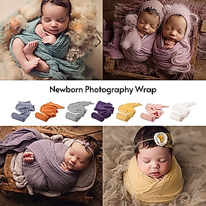 Putybudy Infants Photography Wrap, 40 x 180CM Soft Cotton Linen Blankets Outfits Decor Wrap Blanket for Baby Photo Props, DIY Baby Photo Outfits Baby Costume Photography Memor, White