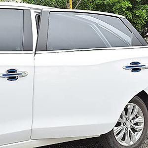 Fehlot Car Door Handle Stickers Universal Auto Door Handle Scratch Cover Guard Protective Film car Outdoor Safety Decoration Reflective Strip 8 Pack (Blue)