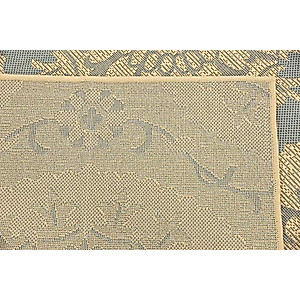Unique Loom Outdoor Botanical Collection Area Rug - Medallion (5' 3" x 8' Rectangle, Aqua/ Beige)