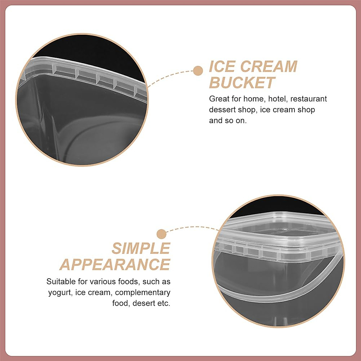 Freezer Storage Containers with Lids and Handle, 300ml Clear Plastic Storage Bucket Containers, Clear Storage Case Ice Cream Bucket Meal Prep Containers for DIY Art Craft, Pigment, Small Tools,50 Pack