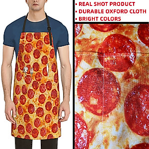 Lyiukz Funny Pepperoni Pizza Apron for Men Women Waterproof With 2 Pockets Adjustable Aprons Home Kitchen Cooking (33x28 inch)
