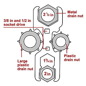 HAUTMEC 3 Way Plumber's Sink Strainer Wrench, Fits 1-3/4 inch., 2 inch. and 2-1/2 inch. Nuts， Multifunction Plumbing Wrench PL0037