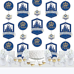 Big Dot of Happiness Royal Prince Charming - Baby Shower or Birthday Party DIY Dangler Backdrop - Hanging Vertical Decorations - 30 Pieces