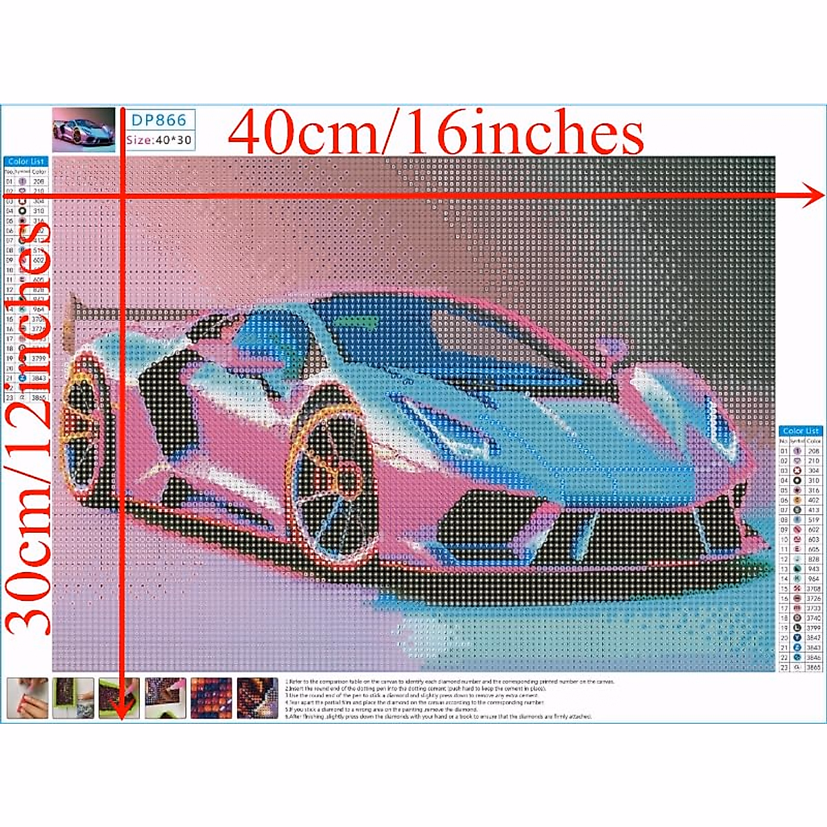 NIHO-JIUMA Diamond Painting Kits Sports Car, 5D DIY Full Drill Diamonds Art Gift for Adult, Home Decor (30x40cm/12x16 Inches)