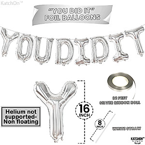 KatchOn, Silver You Did It Balloons - 16 Inch | You Did It Banner for Graduation Decorations Class of 2024 | You Did It Balloons Banner, Graduation Balloons Class of 2024 | Graduation Foil Balloons
