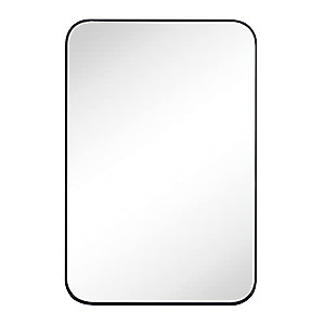 VANA NALA Matt Black Recessed Bathroom Mirror Wall Cabinet with Mirror Stainless Steel Frame Medicine Cabinet with Mirror Vanity Mirros for Wall 16 x 24 ''