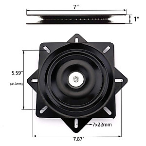 AAGUT 7'' Heavy Duty Bar Stool Swivel Replacement, Square Swivel Mechanism for Recliner Chair or Furniture, Ball Bearing Seat Swivel Base, Black