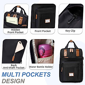 Kasqo Backpack for Women Men, 15.6" Large Capacity Water Resistant Laptop Bookbag Fashion School Bag with USB Charging Port for College Travel Work, Black