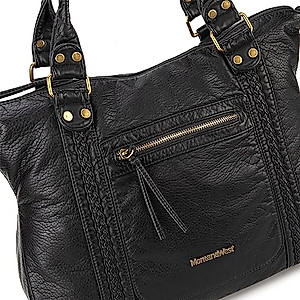 Montana West Washed Leather Crossbody Bags for women Trendy Hobo Bags Soft Purses for Women Work Tote Bags MWC-217BK