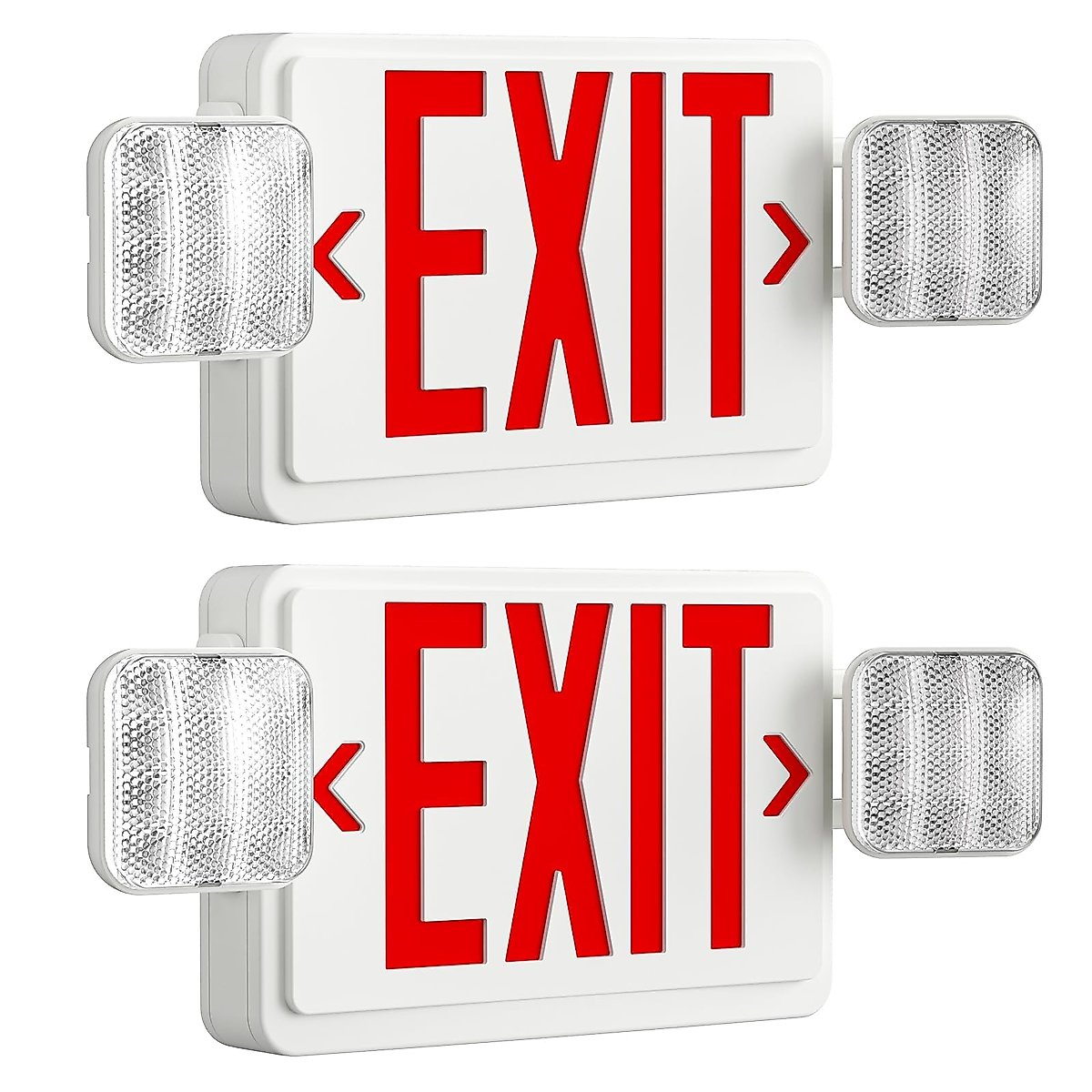 FREELICHT 2 Pack LED Exit Sign with Emergency Lights,Adjustable LED Emergency Exit Lights with Battery Backup,Exit Sign for Business,Easy To Install,UL Certified，AC 120/277V