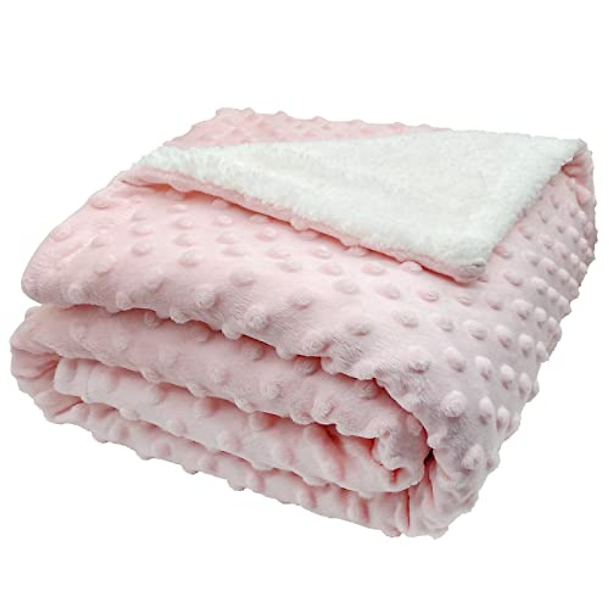 Baby Blankets for Boys Girls Soft Minky and Sherpa Fleece Toddler Throw Blanket Unisex for Crib,Stroller and Pets(Blush Pink)