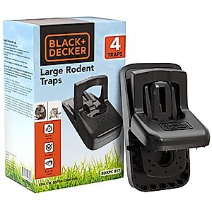 BLACK+DECKER Rat Trap Outdoor & Rat Traps Indoor – Mouse Traps Indoor for Home Instantly Kill Squirrel & Chipmunk Trap- Rodent Snap Trap, Touch Free & Reusable Pest Control, 4 Pack