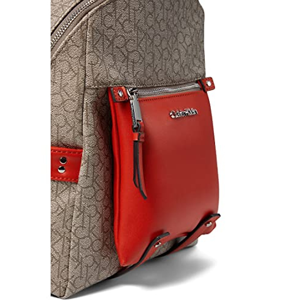 Calvin Klein Maya Backpack Mini Textured Almond/Taupe/Spicy Orange One Size