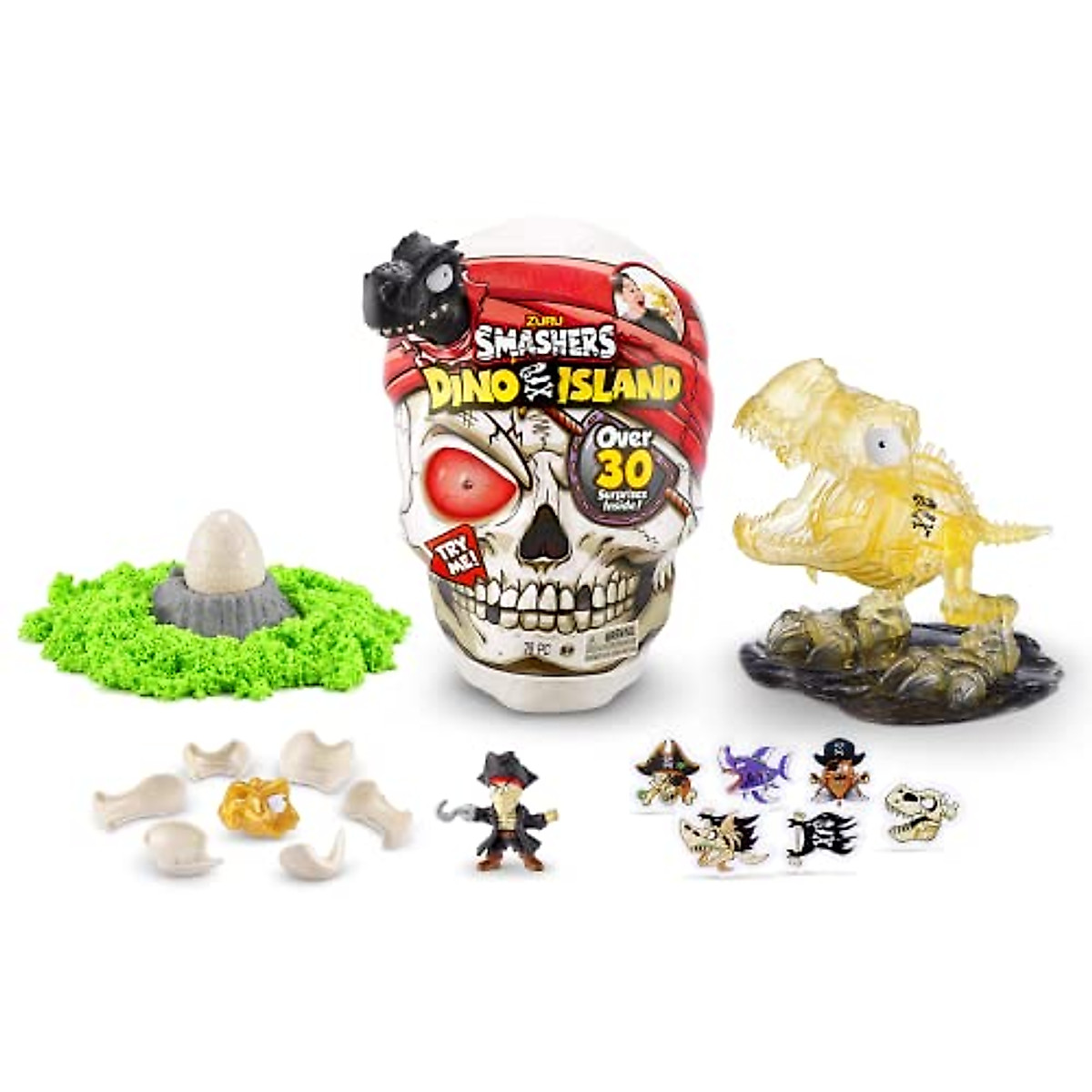 ZURU Smashers Dino Island Giant T-Rex Skull with 30+ Surprises and Mini Eggs, Dinosaur Discovery Toy, Age 5+