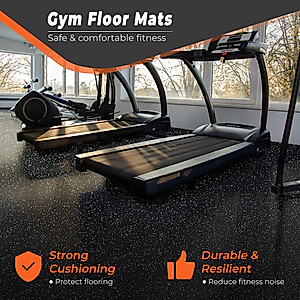 SUPERJARE 0.4 Inch Gym Flooring for Home Gym, 6 Tiles Gym Floor Mat with Heavy Duty Rubber Top, Interlocking Rubber Flooring Mats, 24" x 24" Workout Exercise Equipment Mats (24 sqft)