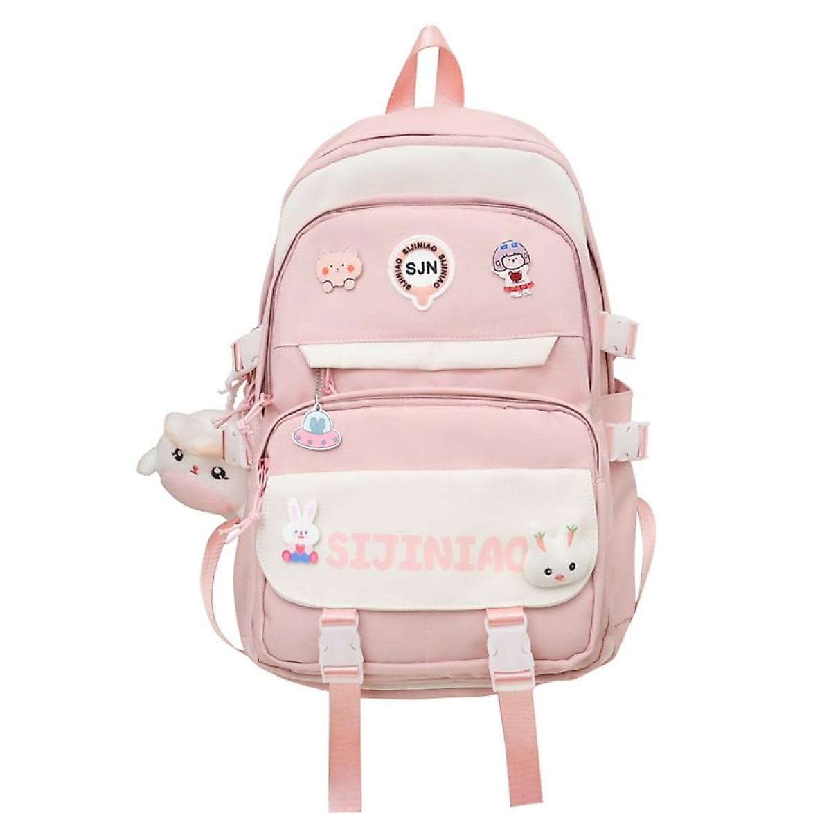 MIFJNF Cute Backpack Kawaii Backpack for School Aesthetic Backpack Kawaii School Supplies Cute Backpacks with Accessories (Pink)