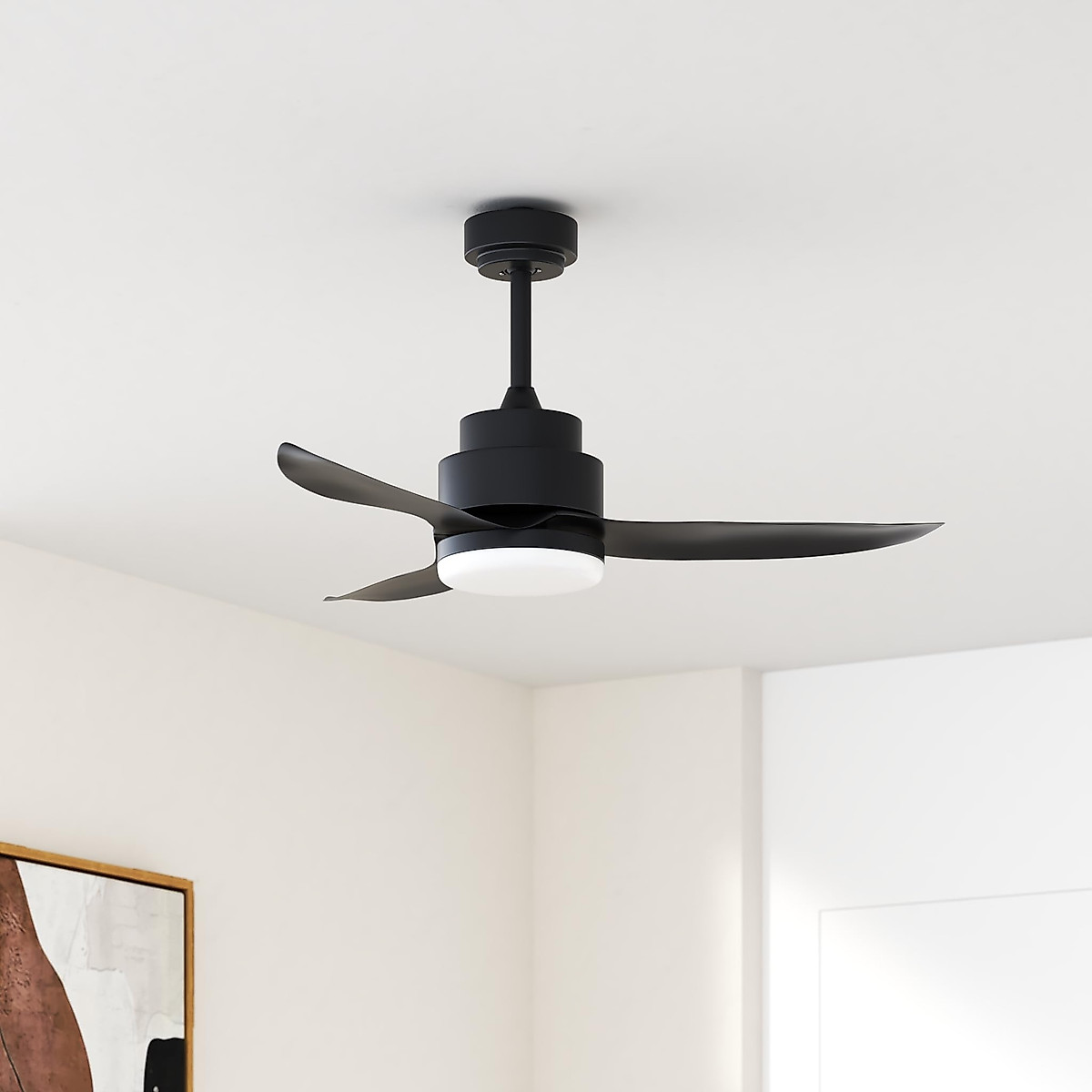 Surtime Modern Black Ceiling Fans with Lights and Remote, Indoor Outdoor Ceiling Fan for Patios,Living Room, Bedroom Etc 38" (with Lighting Memory Function)